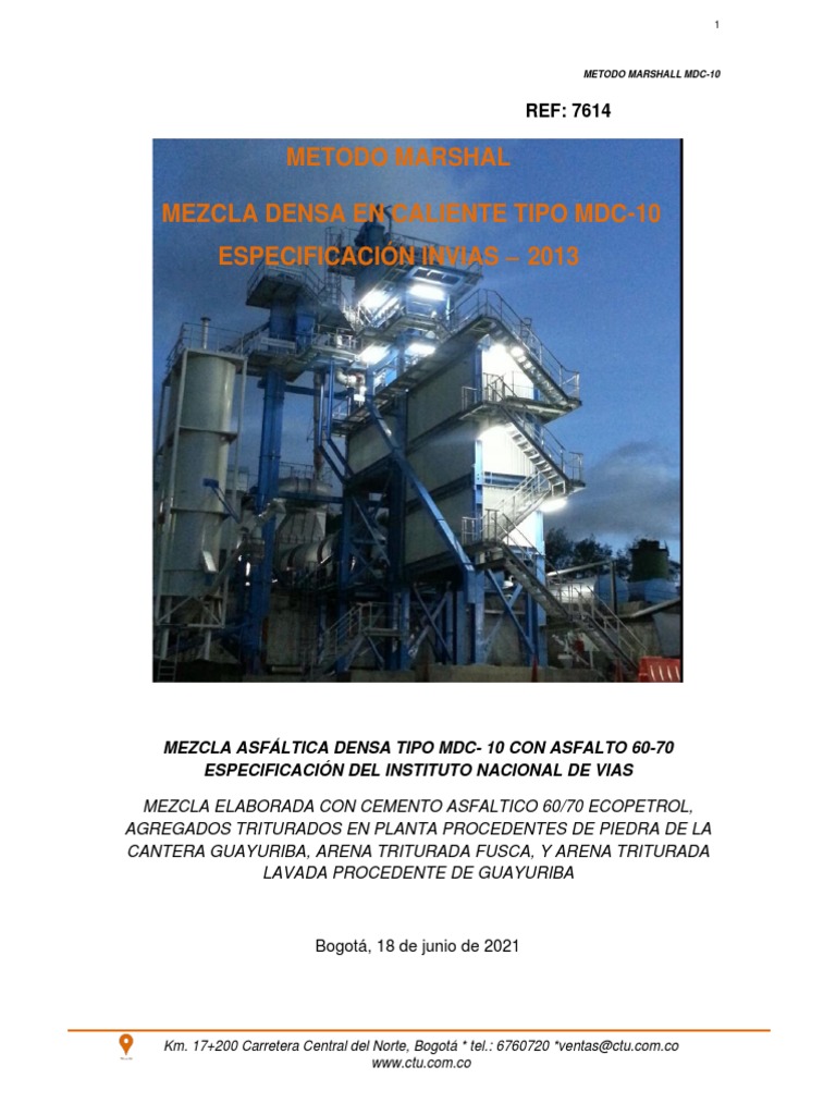 Diseño Marshall MDC-10 | PDF | Materiales | Ingeniero civil