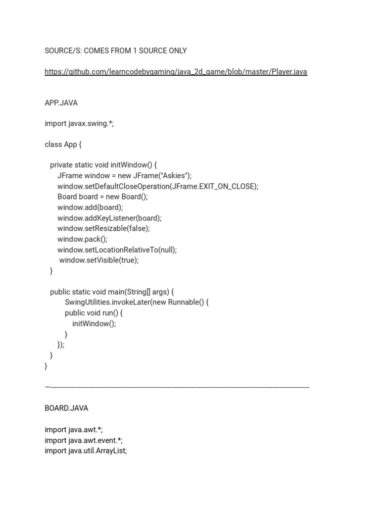 Board - Java Import Java - Awt. Import Java - Awt.Event. Import Java - Util.Arraylist | PDF ...