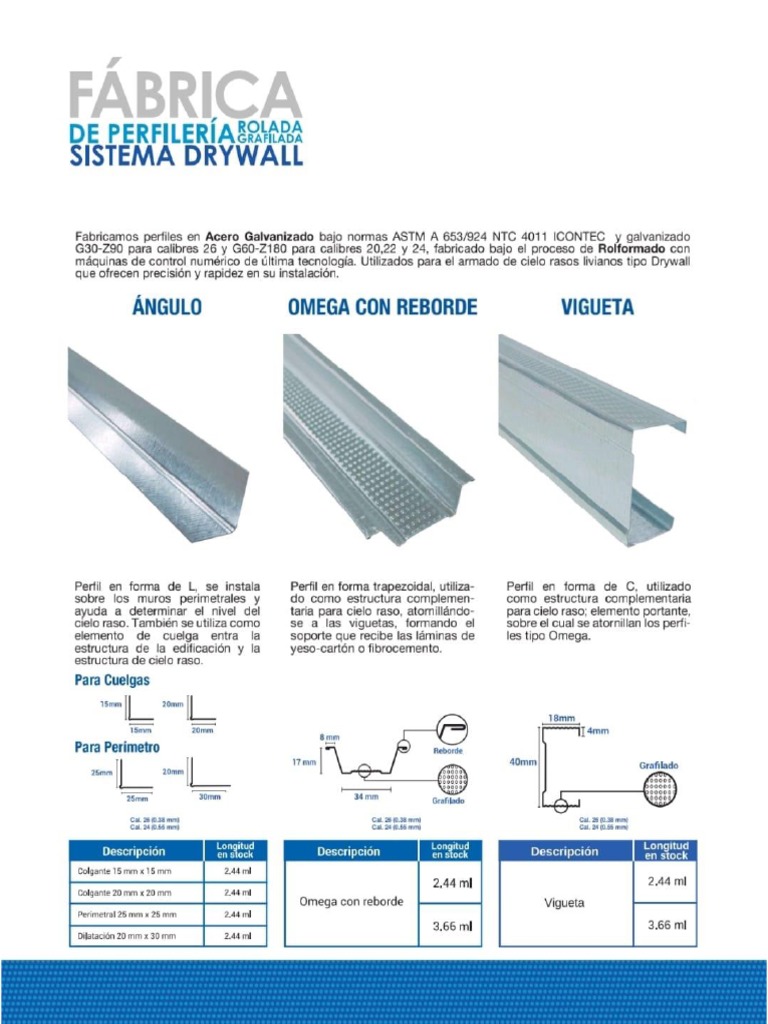 Ficha Tecnica Perfileria Aluminio Muros Drywall | PDF