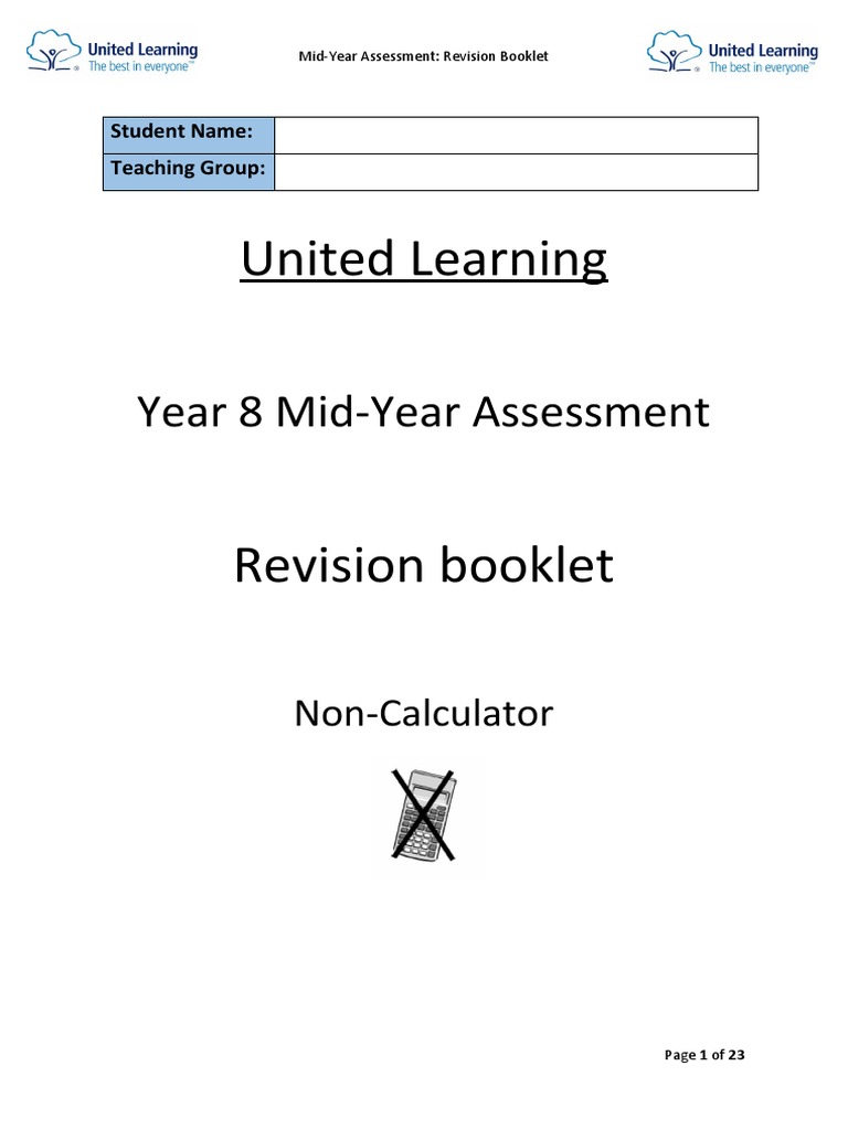 Y8 Revision UL Mid Year Test | PDF | Numbers | Mathematical Objects