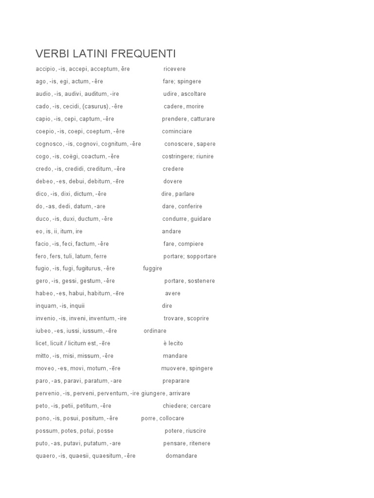 Verbi Latini Frequenti | PDF