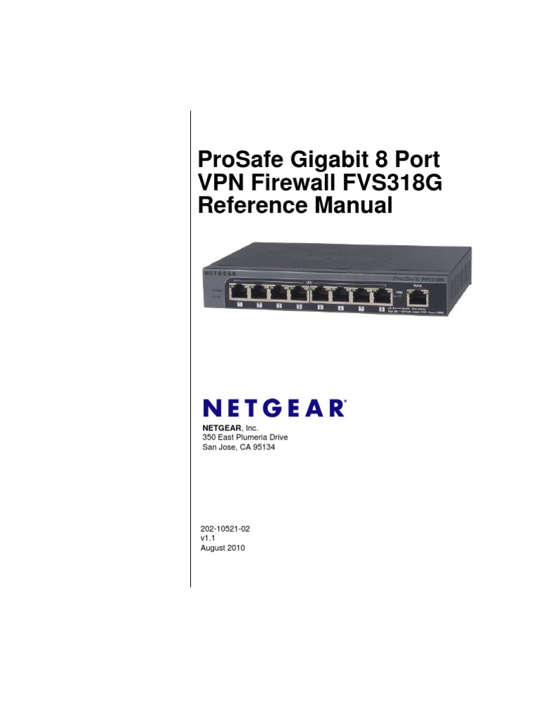 Prosafe Gigabit 8 Port VPN Firewall Fvs318G Reference Manual | PDF ...