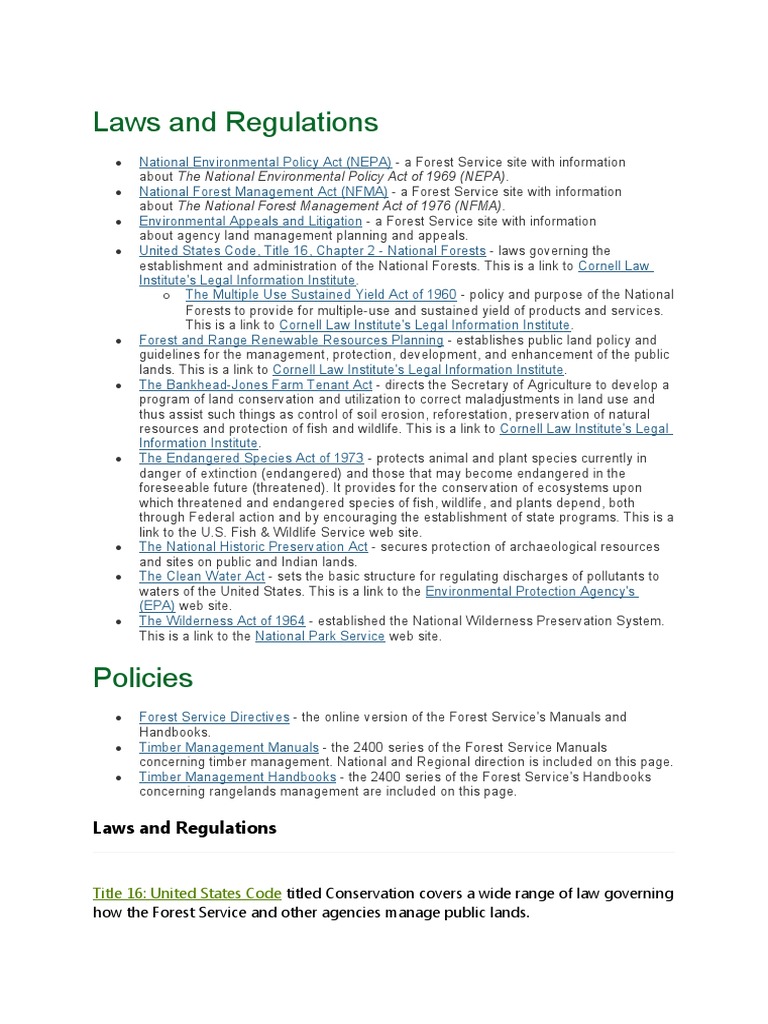 Overview of Forest Preservation Laws | PDF | United States Forest ...