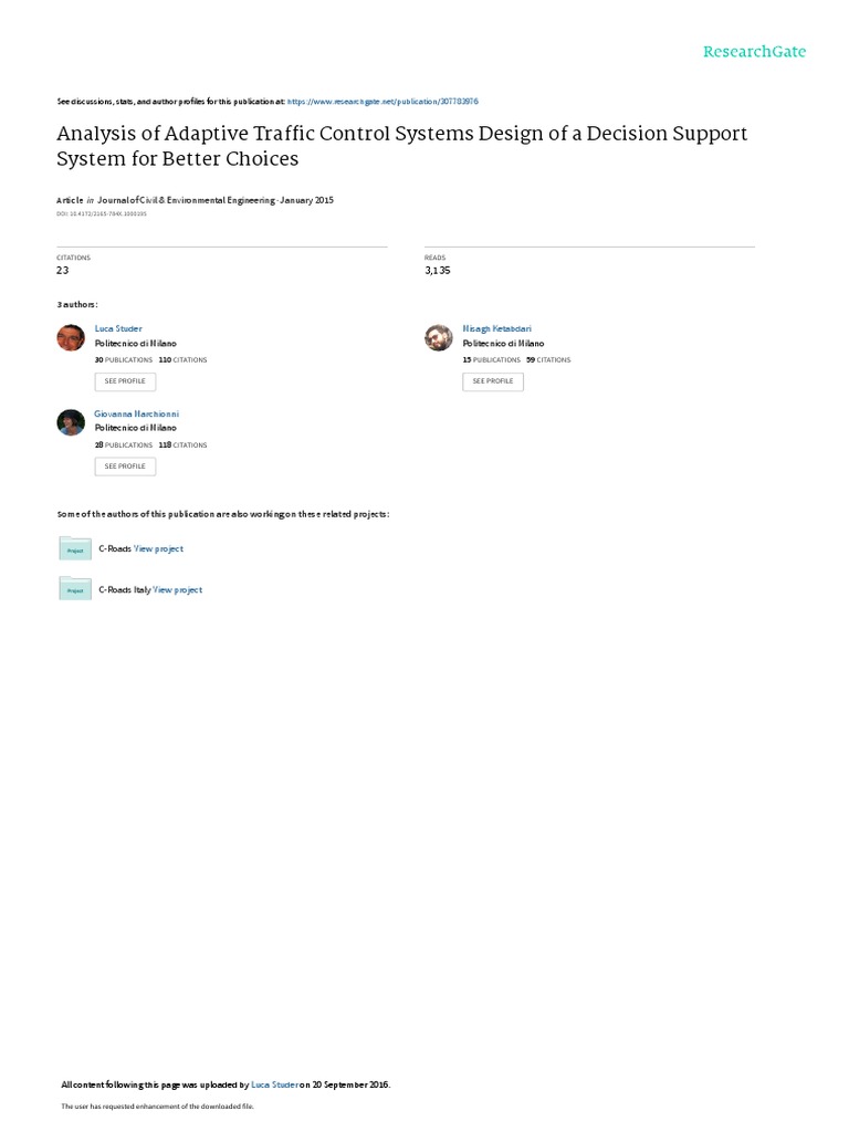 Analysis of Adaptive Traffic Control Systems Desig | PDF | Traffic | Air Pollution