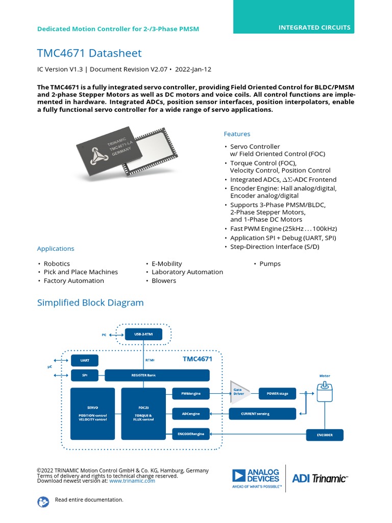 TMC4671-LA Datasheet Rev2.07 | PDF | Electric Motor | Analog To Digital ...
