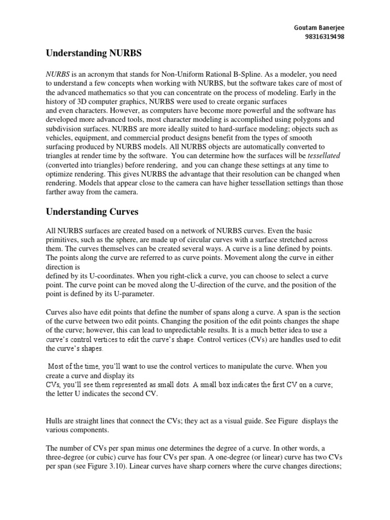 3D Animation - NURBS - 1 | PDF | 3 D Computer Graphics | Rendering ...