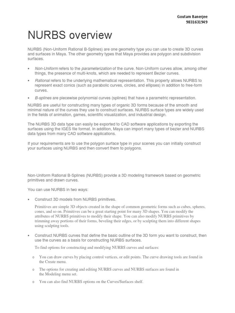 3D Animation - NURBS | PDF | Sphere | Geometry