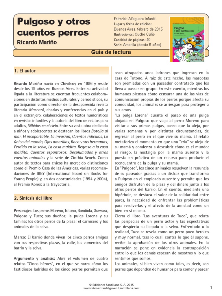 Guia Actividades Pulgoso Otros Cuentos Perros | PDF
