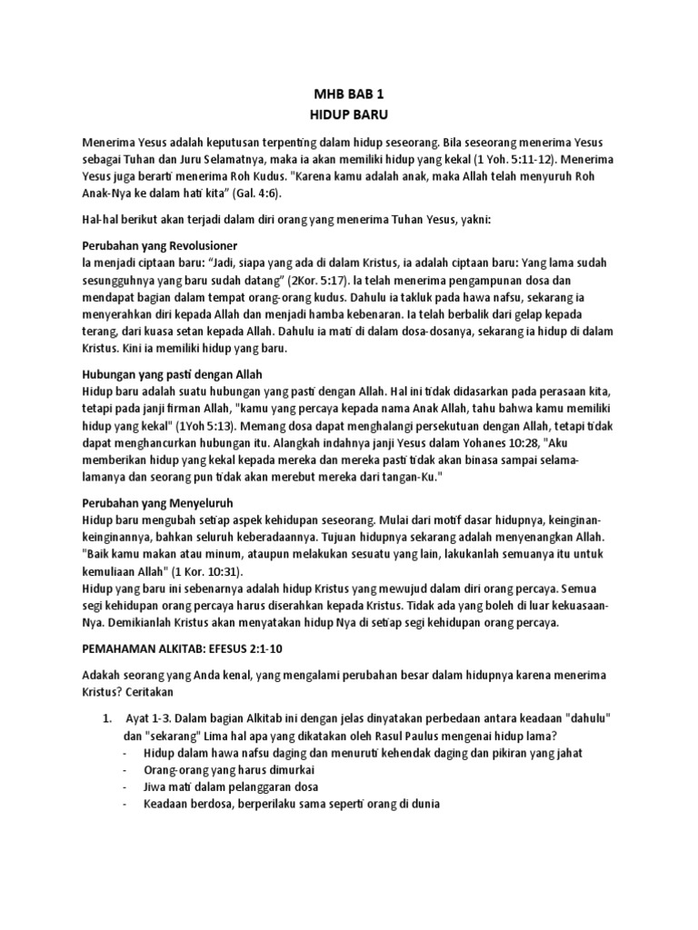 MHB Bab 1 | PDF | Agama & Spiritualitas