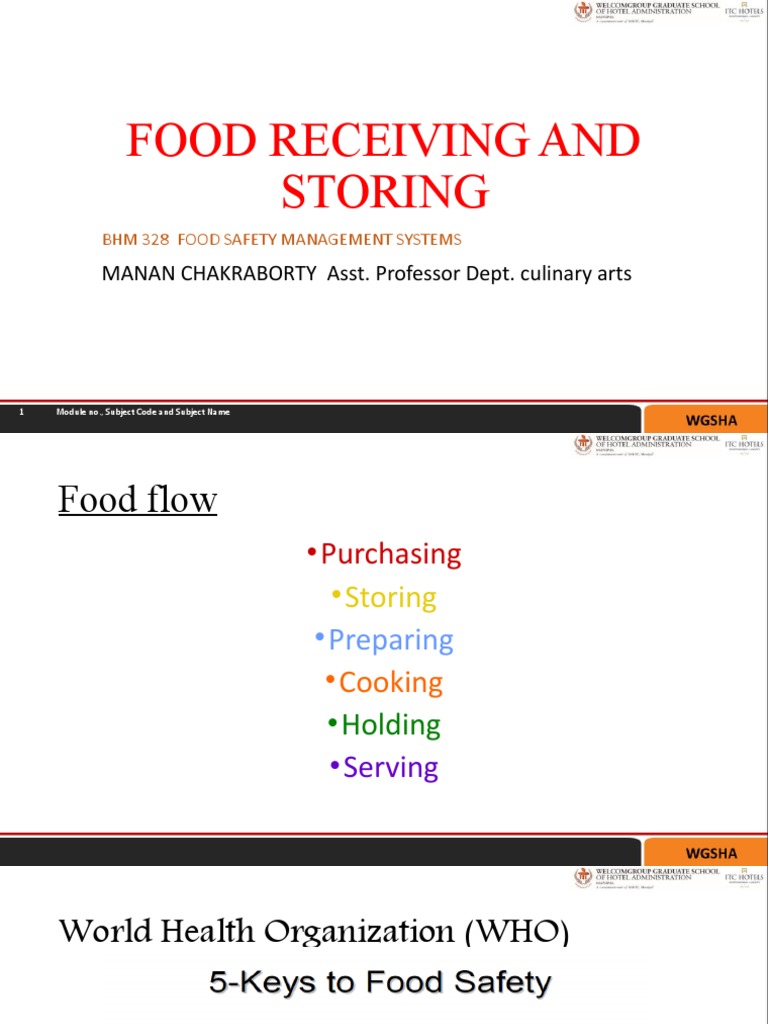 Food Receiving and Storage Guidelines | PDF | Foods | Refrigerator