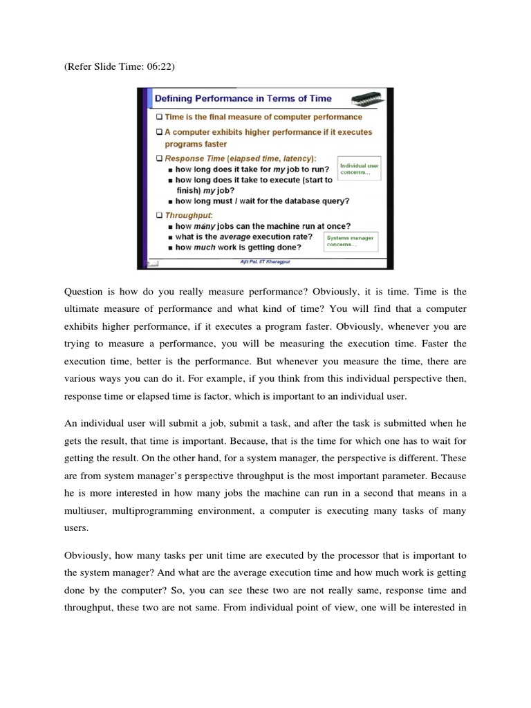 Measuring Computer Performance Metrics | PDF | Central Processing Unit | Input/Output