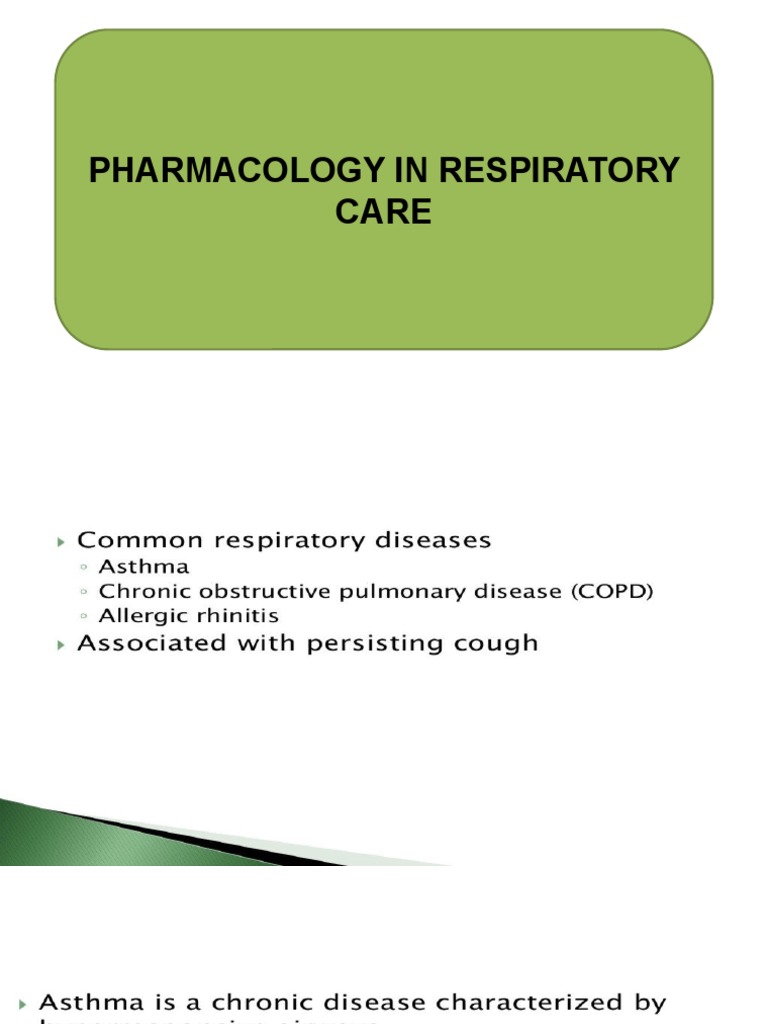 TOPIC 3 - Pharmacology in Respiratory Care (PRC LAB) | PDF | Self ...