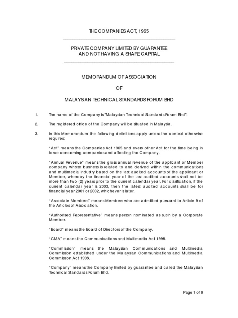 Memorandum Of Association Pdf Board Of Directors Negotiable