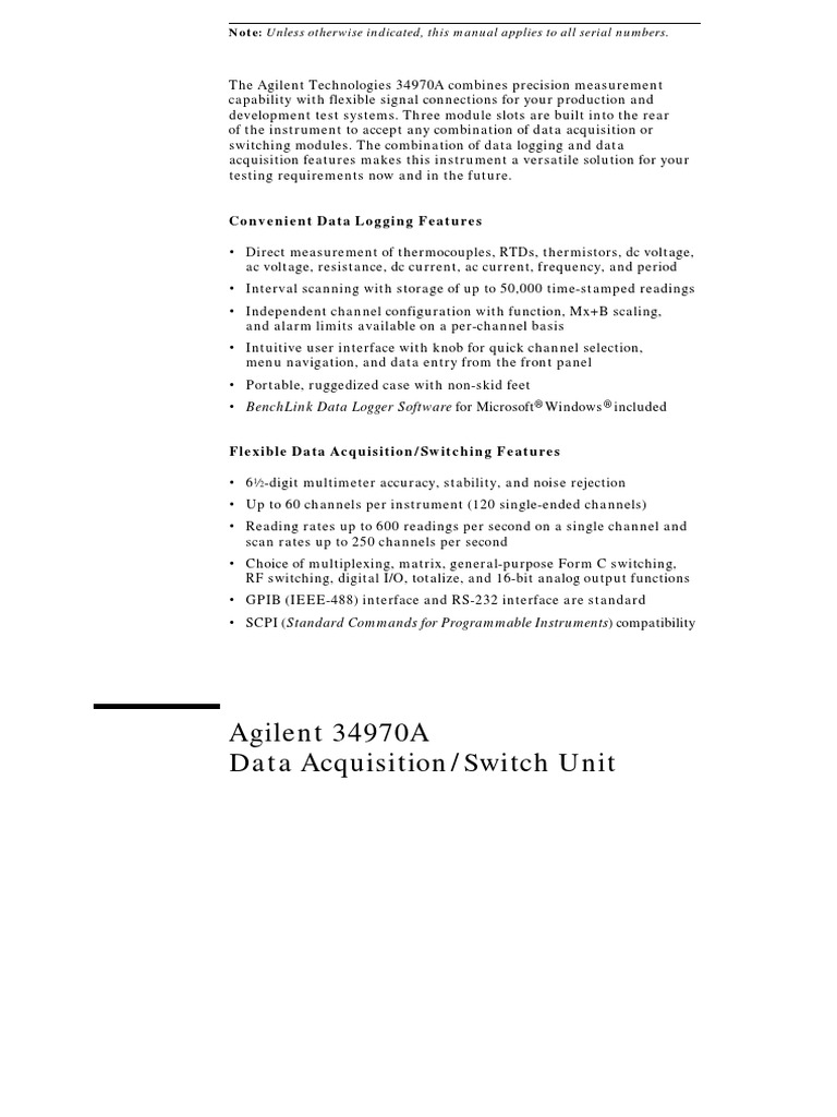 Agilent Manual 34972A | PDF | Coaxial Cable | Information And ...