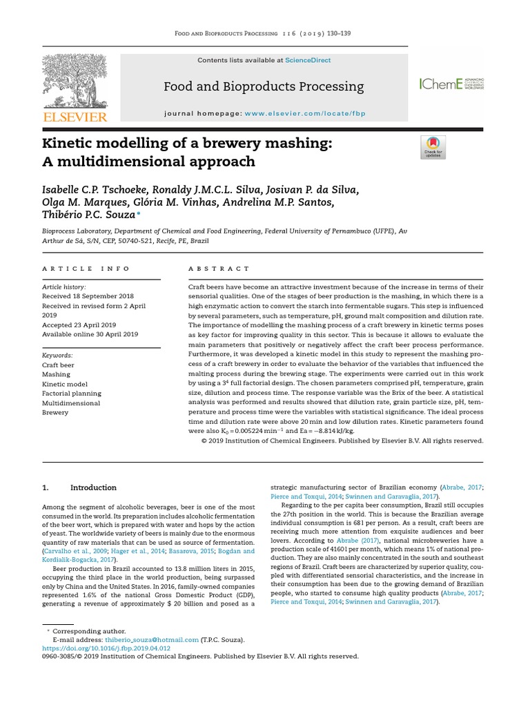 Kinetic Modelling of A Brewery Mashing - A Multidimensional Approach ...