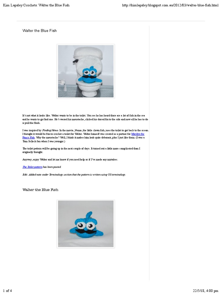 Crochets Walter The Blue Fish | PDF | Crochet | Crafts