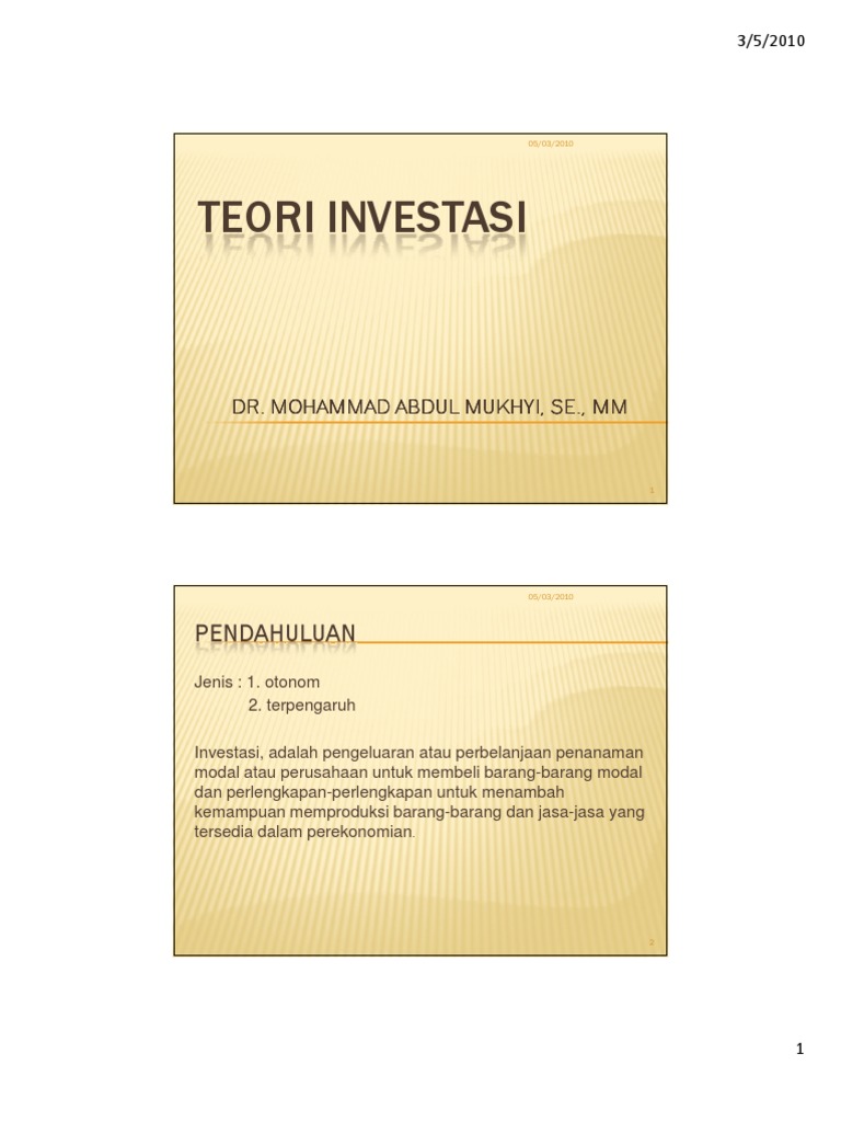 Teori dan Metode Investasi Efektif | PDF