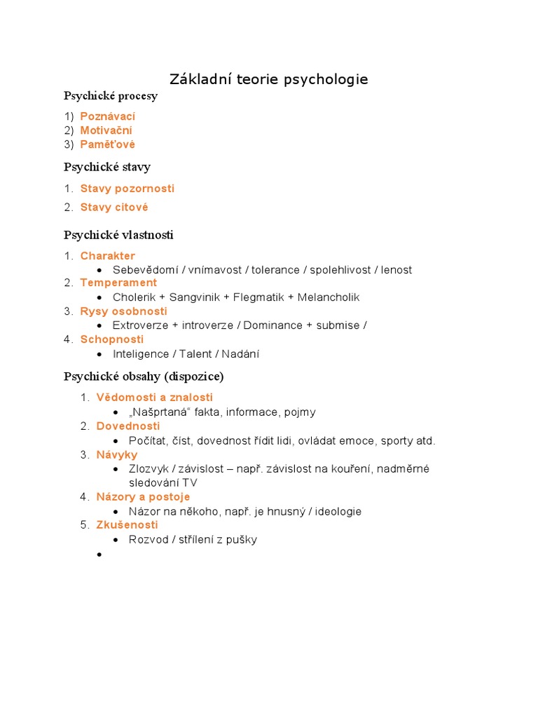 Psychicke Procesy Stavy | PDF