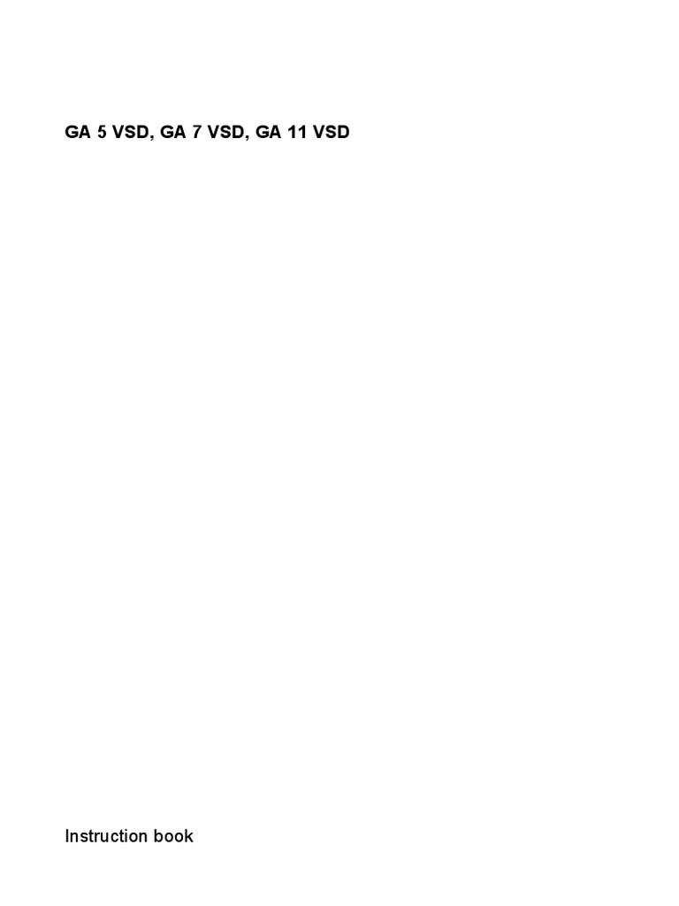 Ga 5 VSD, Ga 7 VSD, Ga 11 VSD: Instruction Book | PDF | Heat Exchanger ...