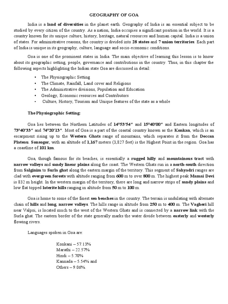 Geography of Goa | PDF | Geography