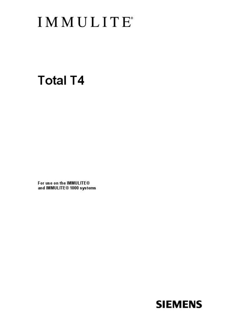 Total T4: For Use On The IMMULITE® and IMMULITE® 1000 Systems | PDF ...