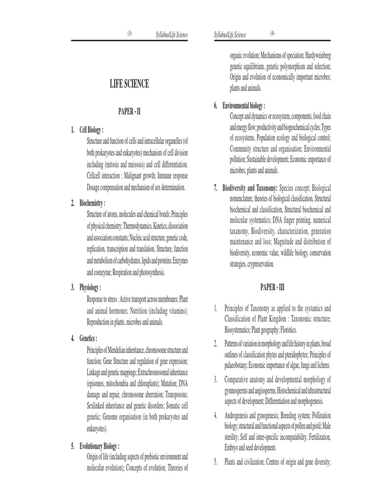 Organizing Life Science Concepts: A Syllabus Covering Cell Biology ...