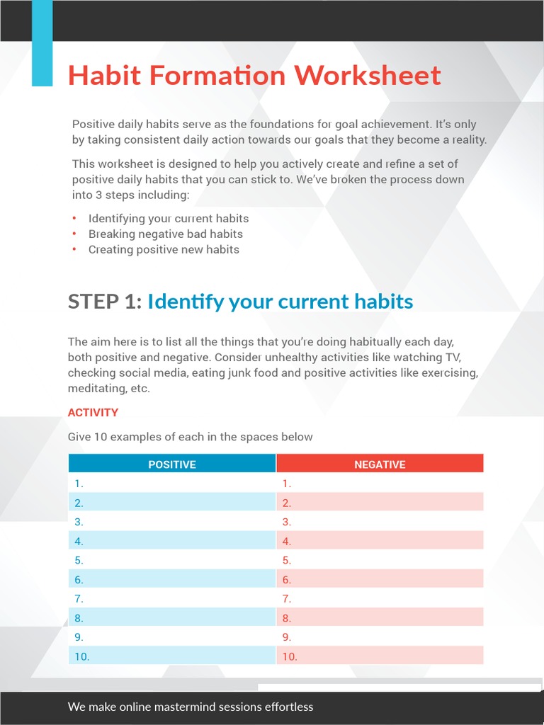 Habit Formation Worksheet 1 | PDF | Habits | Psychology