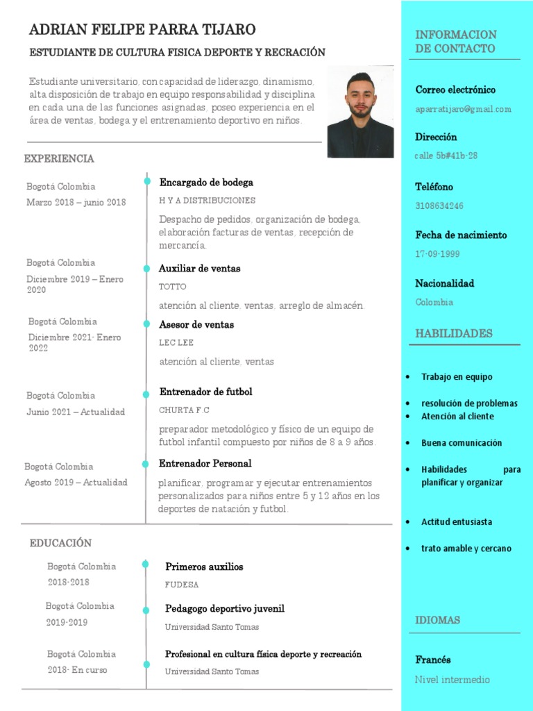 CV Adrian | PDF | Bogotá | Colombia