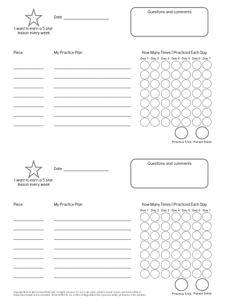 Piano Practice Chart | PDF | Intellectual Works | Property Law