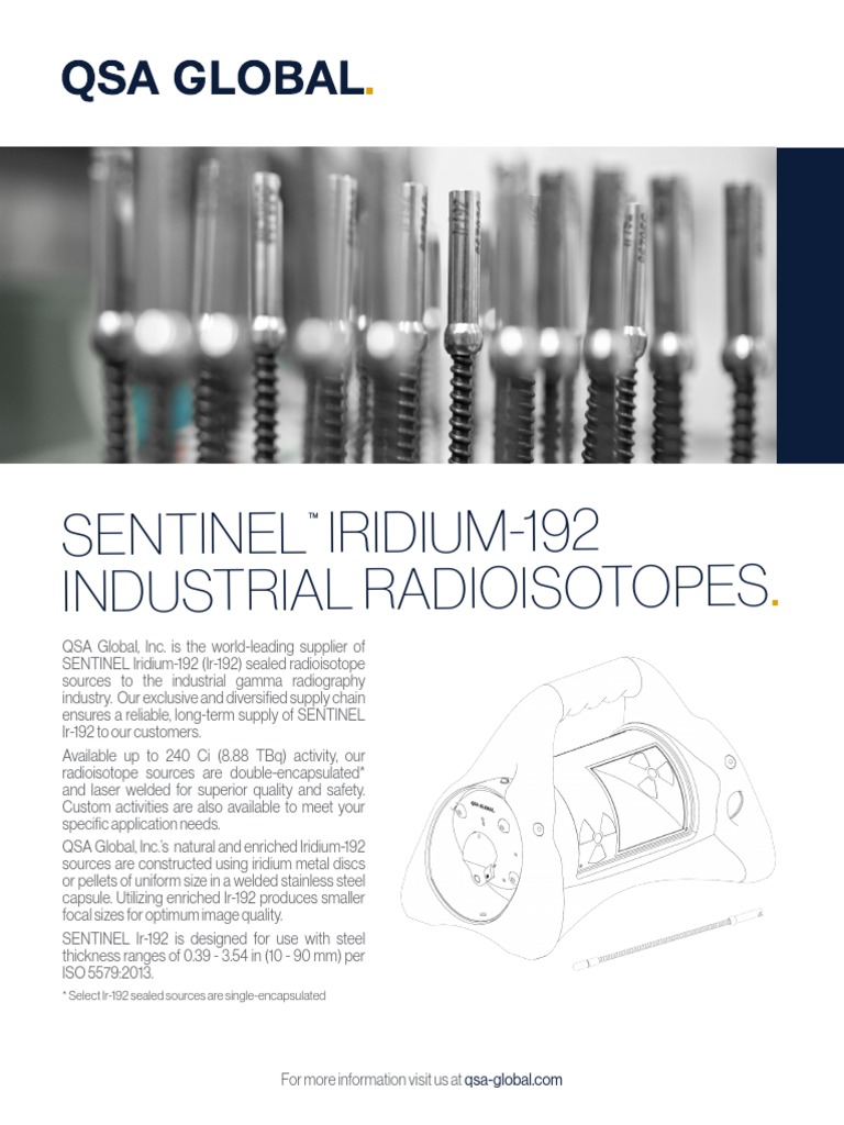 Sentinel IRIDIUM-192 Industrial Radioisotopes: Select Ir-192 Sealed ...