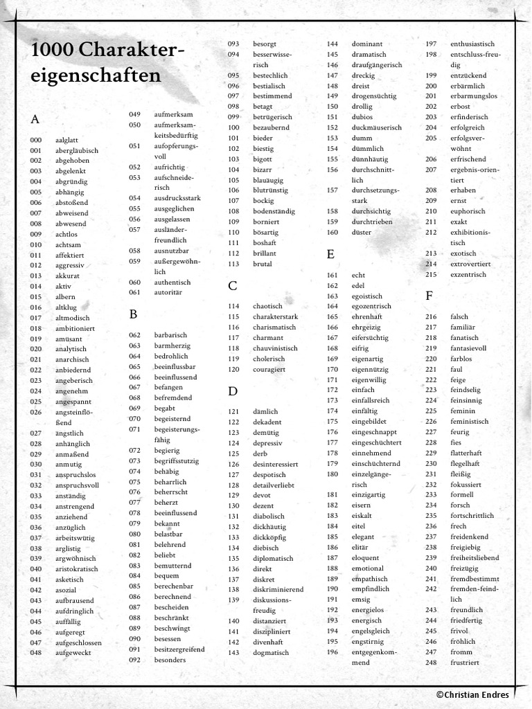 1000 Charaktereigenschaften | PDF