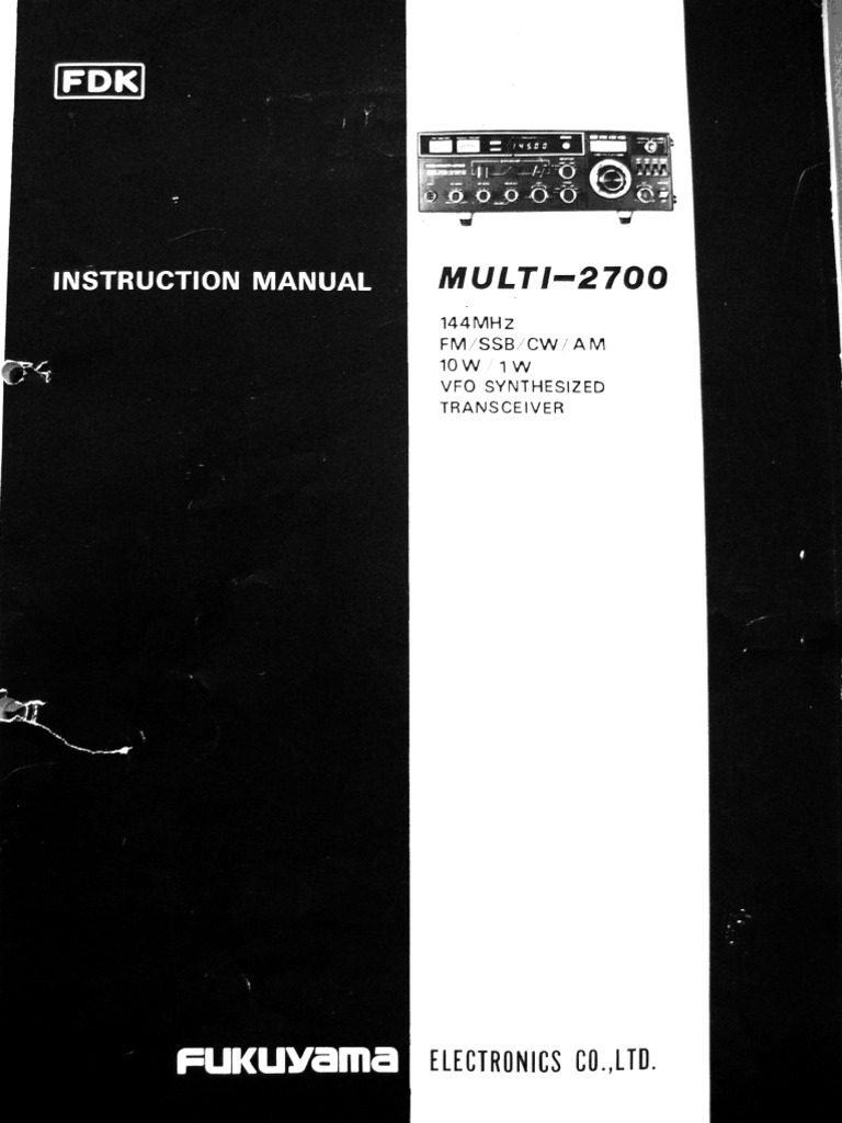 FDK Multi-2700 Instruction Manual | PDF | Frequency Modulation | Radio Technology