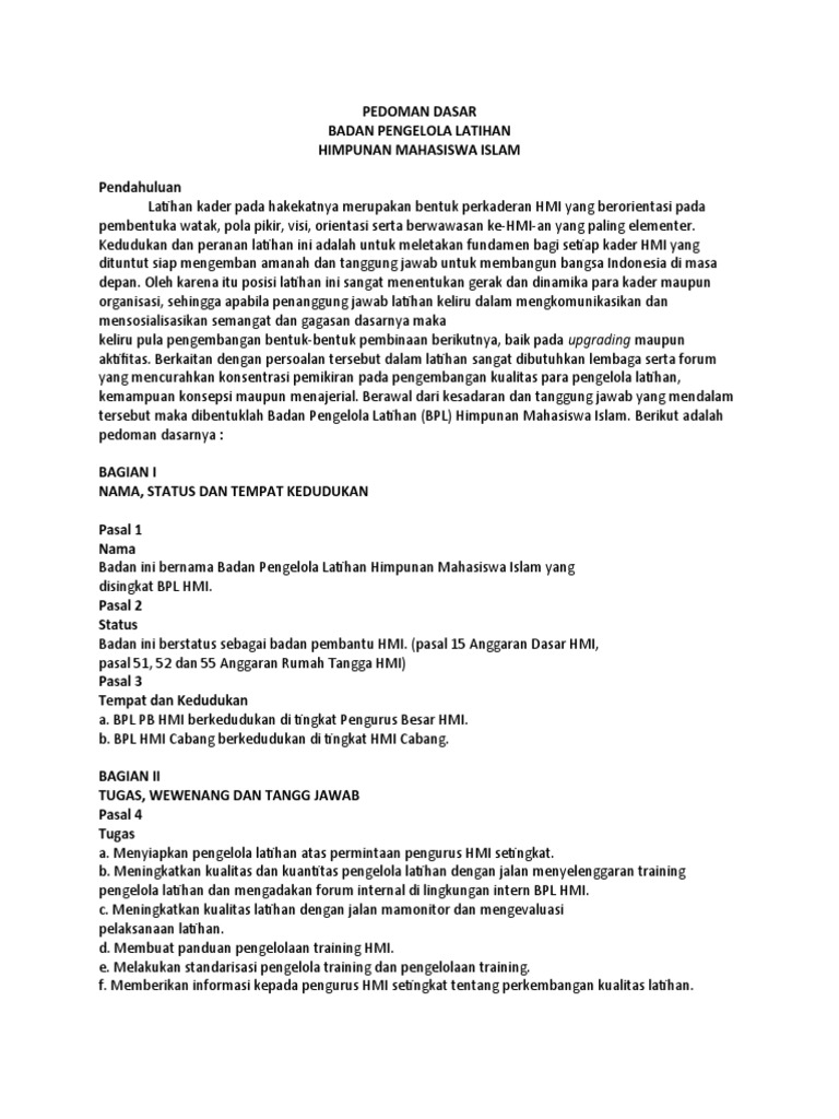 Pedoman Dasar BPL | PDF | Karier & Perkembangan