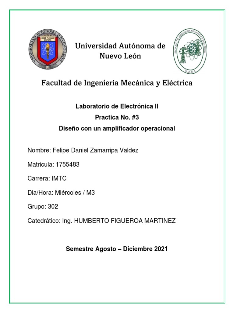 Practica 3 Lab Electronica 2 | PDF | Amplificador | Amplificador ...