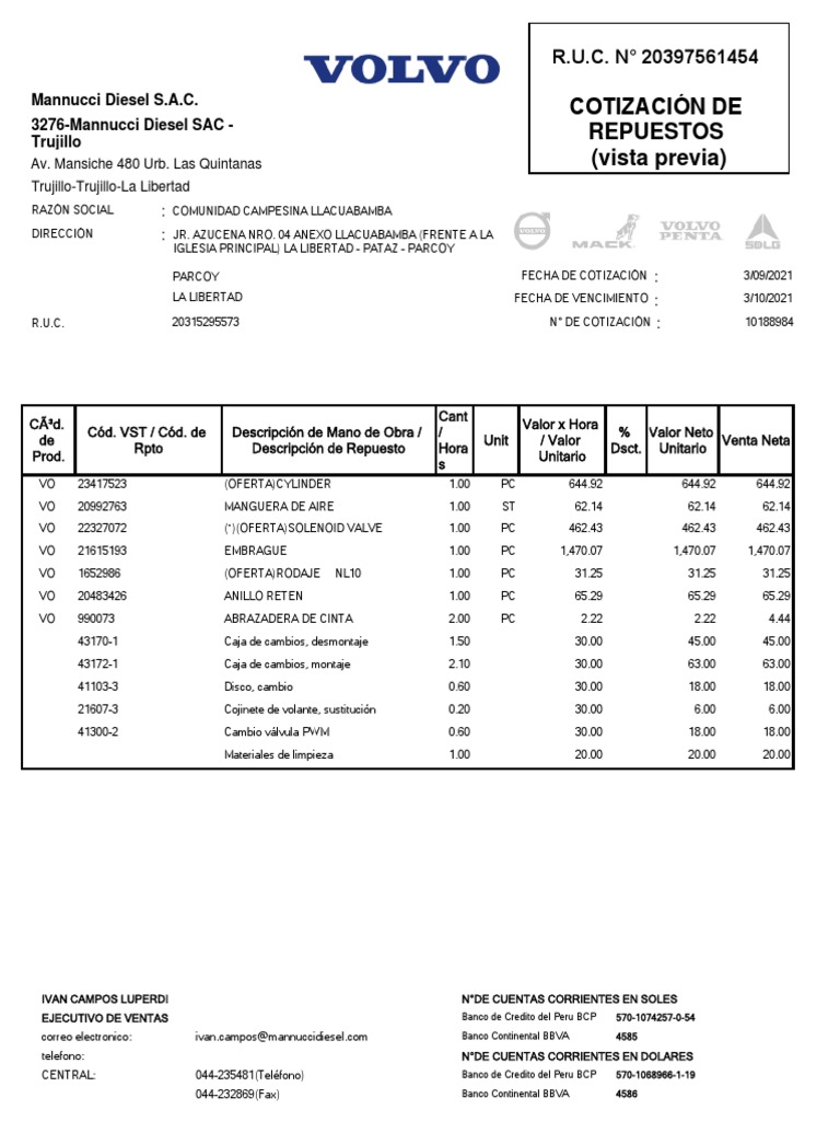 Cotización LLACUABAMBA | PDF | Servicios financieros | Bancario