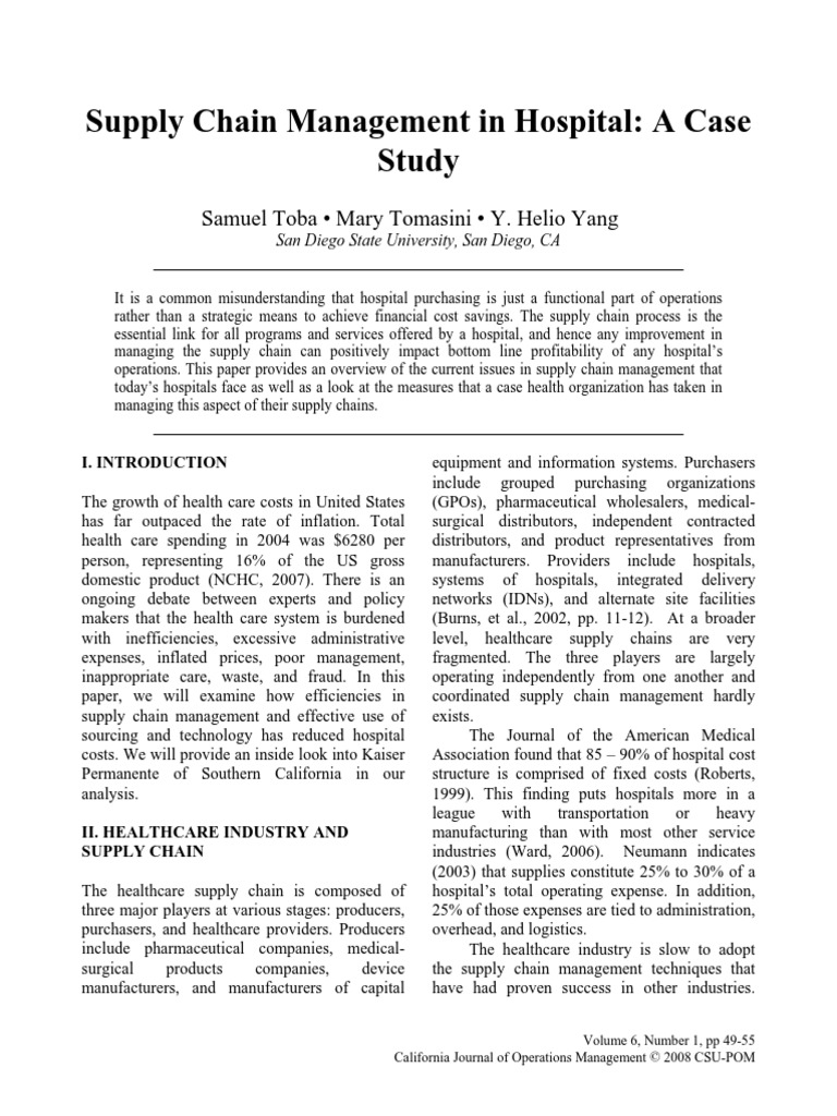Silo - Tips - Supply Chain Management in Hospital A Case Study | Download Free PDF | Kaiser ...