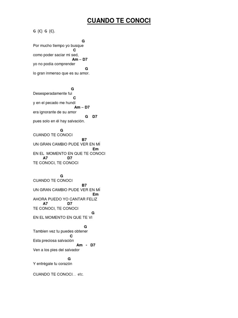 Cuando - Te - Conoci - PDF Letra y Acordes | PDF