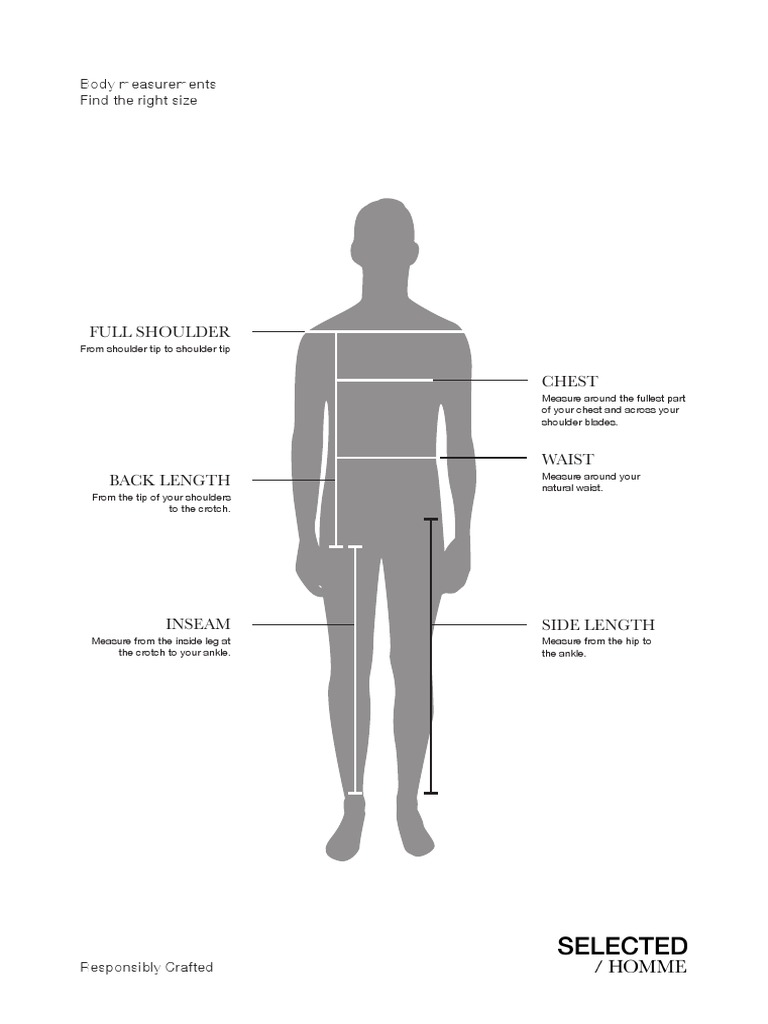 SELECTED HOMME Size Guide | PDF | Seam (Sewing) | Jeans