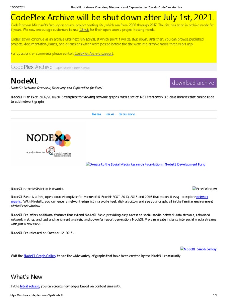 NodeXL - Network Overview, Discovery and Exploration For Excel - CodePlex Archive | PDF ...