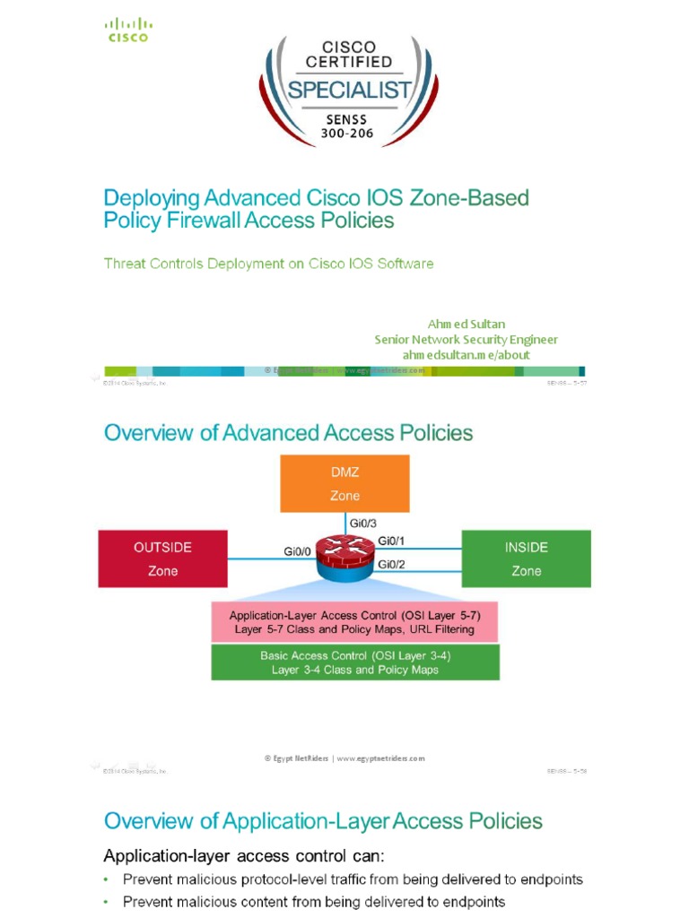 21 - Deploying Advanced Cisco IOS Zone-Based Policy Firewall Access Policies | PDF | Technology ...