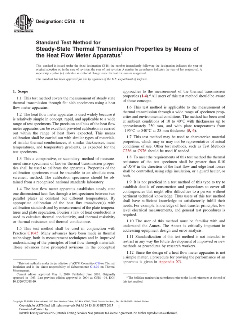 Astm C 518 | PDF | Calibration | Heat Transfer