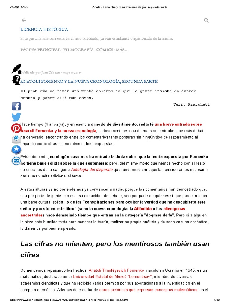 Anatoli Fomenko y La Nueva Cronología, Segunda Parte | PDF | Teoría ...