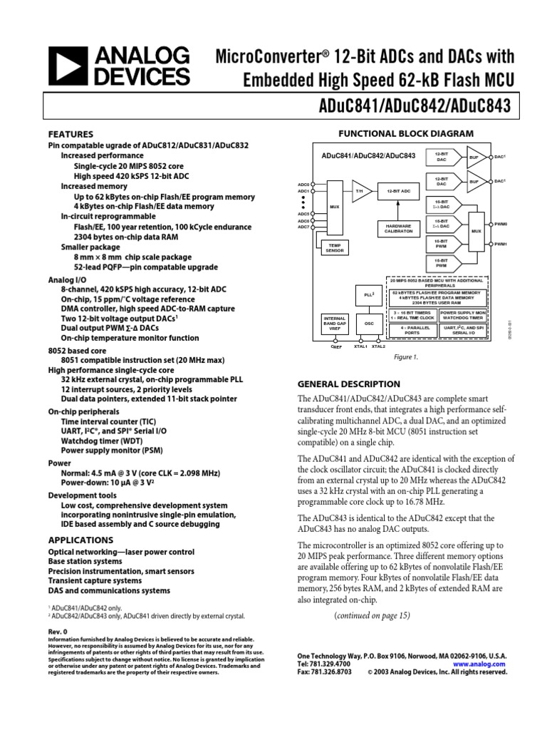 Microconverter 12-Bit Adcs and Dacs With Embedded High Speed 62-Kb ...