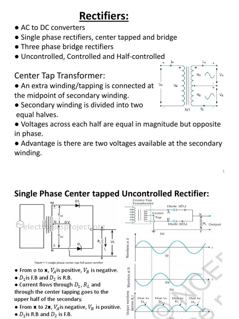 Rectifiers:: Center Tap Transformer | Download Free PDF | Rectifier | Physical Quantities
