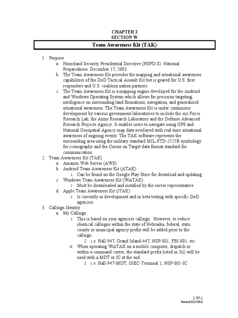 Team Awareness Kit (TAK) : Section W | PDF | Computing