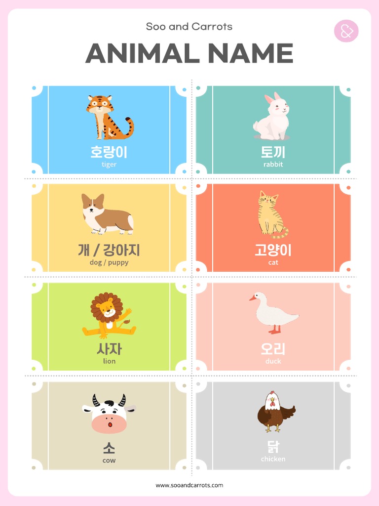 Animal in Korean Flashcards | PDF