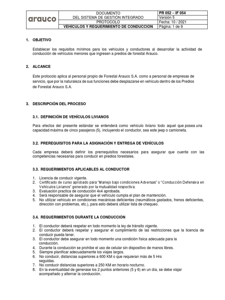 PR 052 Vehículos y Requerimiento de Conducción | PDF | Neumático | Tracción en las cuatro ruedas