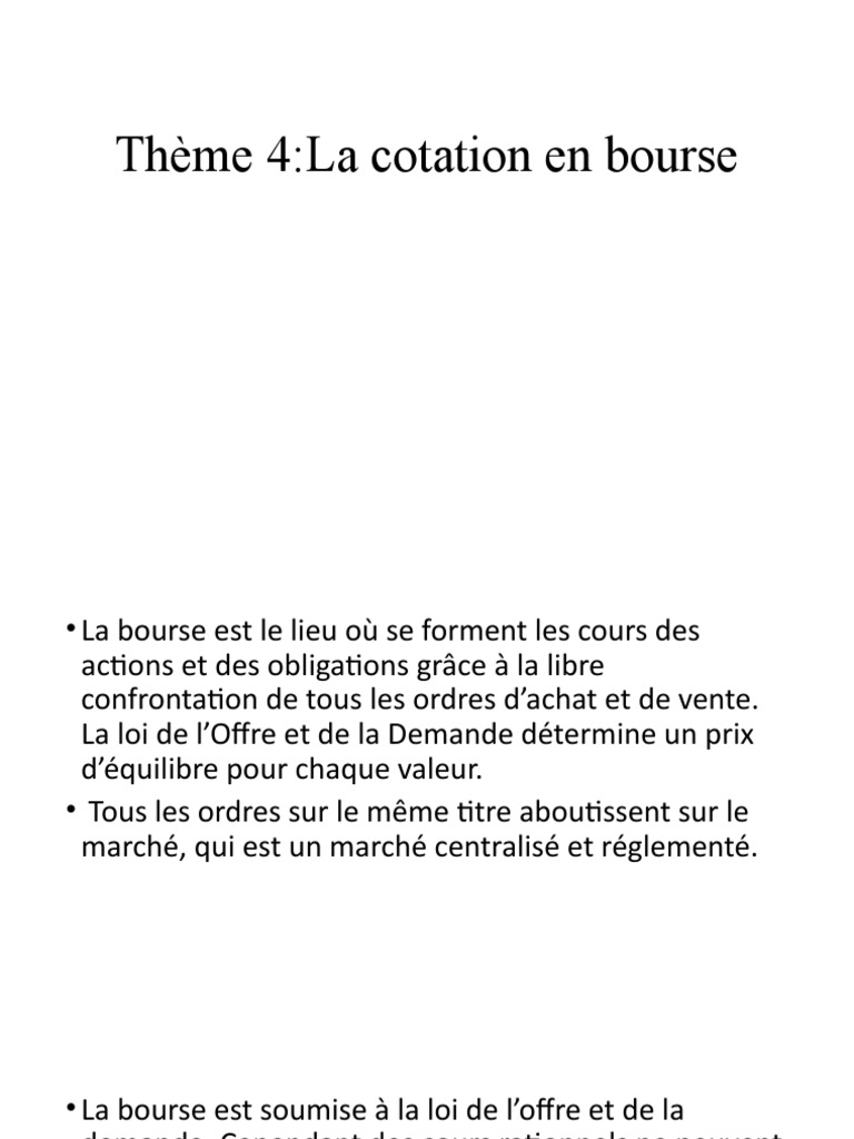 La Cotation en Bourse | PDF | Bourse des valeurs | Action (Finance)