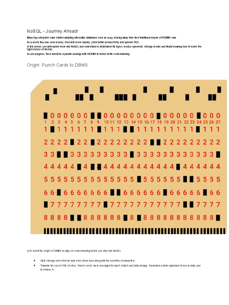 Nosql - Journey Ahead!: Origin: Punch Cards To Dbms | PDF | No Sql ...