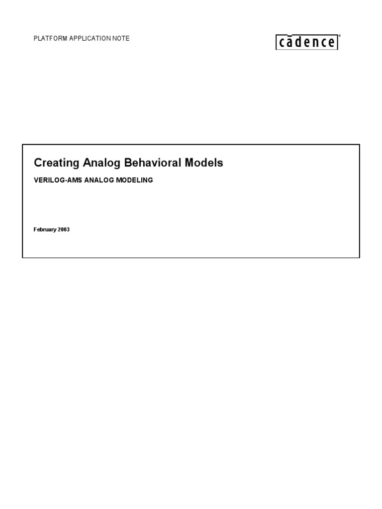 Verilog Creating Analog Behavioral Models Pdf Electrical Network 0156